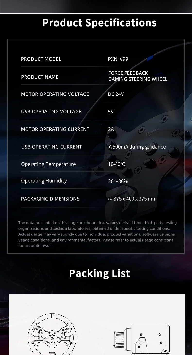 PXN V99 3.2Nm Force Feedback Racing Wheel Simulator Gaming Steering ...