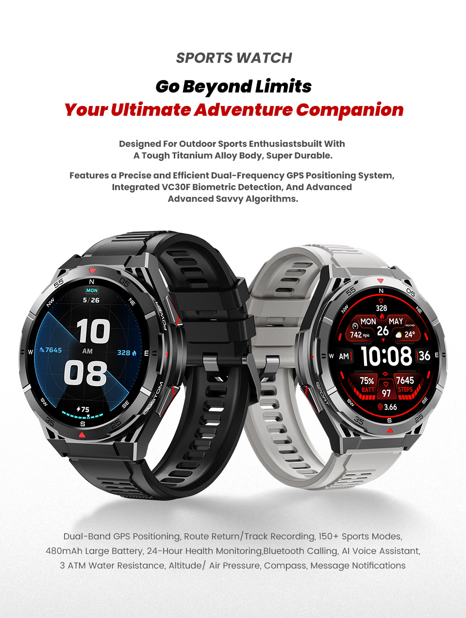 GloryFitPro X2-B Watch Smart Watch Sports Watch GPS Positioning 5AMT ...
