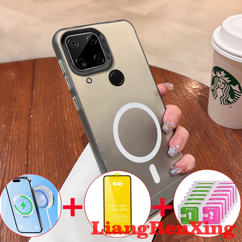 【4 in 1】With Tempered Glass Case for Realme C15 phone case hard case ...