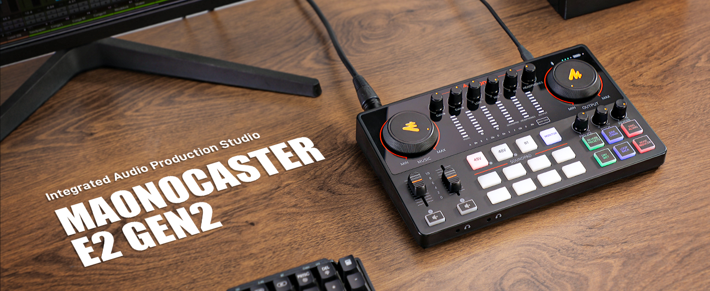 Maono AME2-Gen2 Podcast Mixer Audio Interface Sound Card with Dual XLR ...