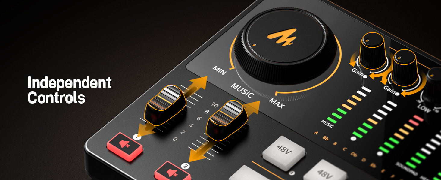 Maono AME2-Gen2 Podcast Mixer Audio Interface Sound Card with Dual XLR ...