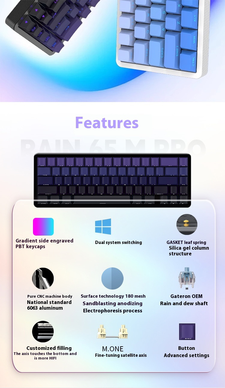 IPI RAIN 65 M PRO Aluminum Magnetic keyboard 65% Hot swappable RGB ...