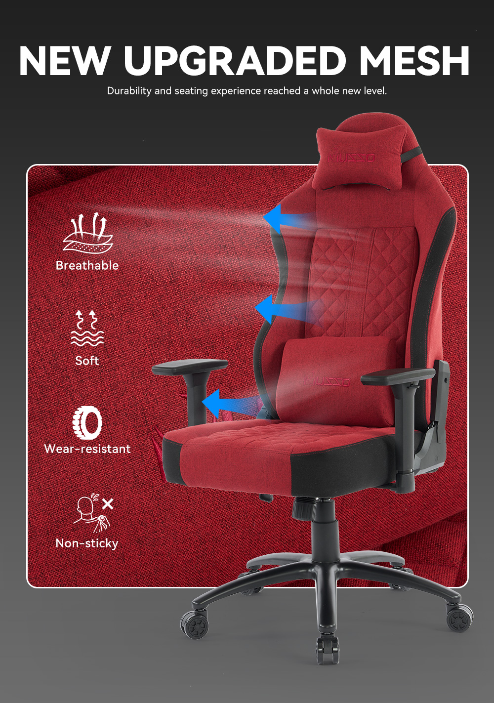 MUSSO 199P Gaming Chair 3D armrest and Fabric | Shopee Philippines