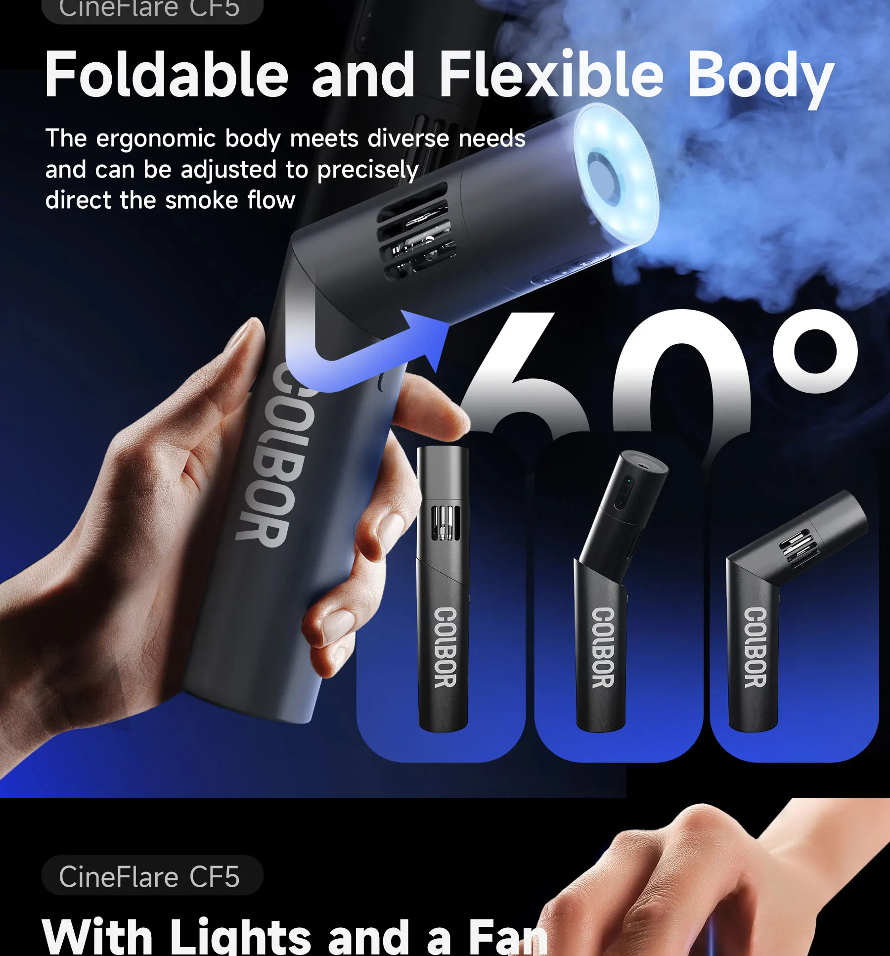 Colbor CF5 40W Mini Fog Smoke Machine Portable Foldable Handheld Fog Machine Wireless Control ...