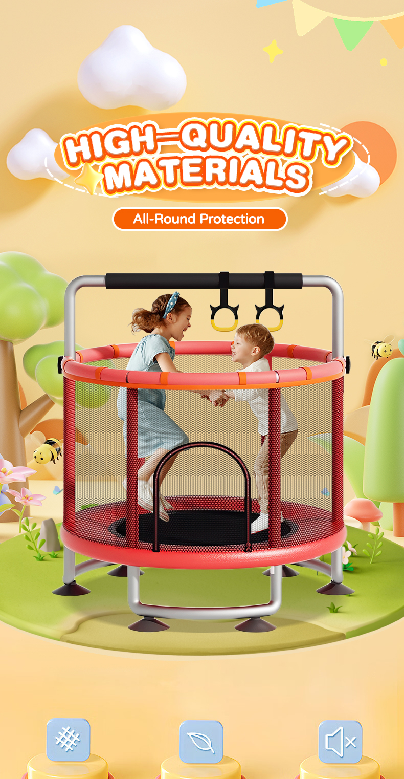 Trampoline for Kids Upgraded 140x160CM Round Trampoline indoor Stadium Bouncing Fence Weight ...