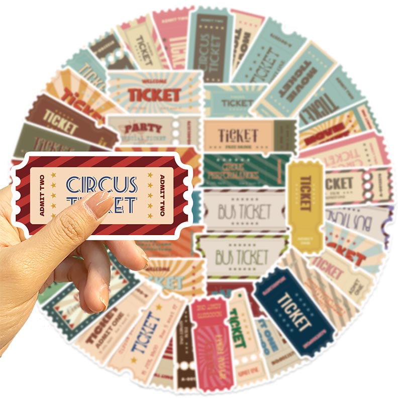 50pcs Vintage Plane Ticket Stubs Stickers DIY Laptop Suitcase Notebook ...