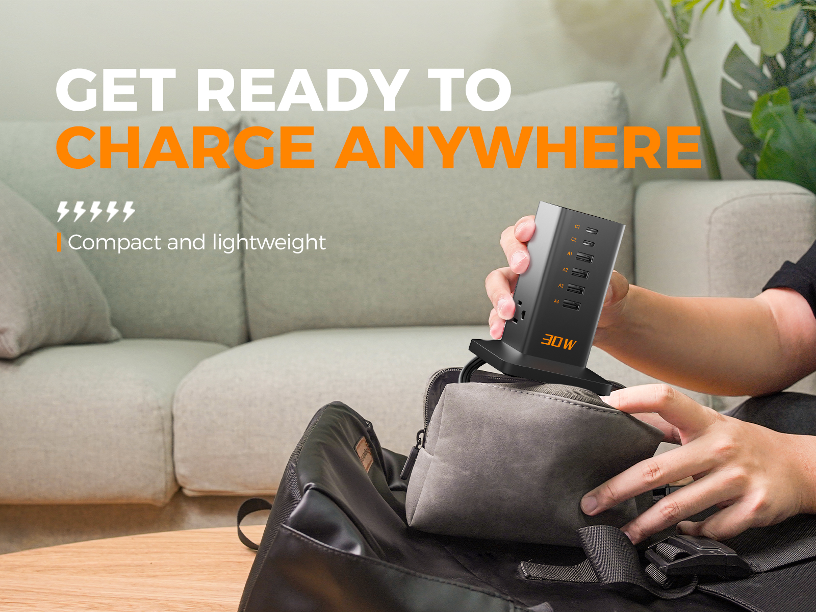 TESSAN Flat Plug Power Strip Extension Cord with USB Type C ,Extension ...