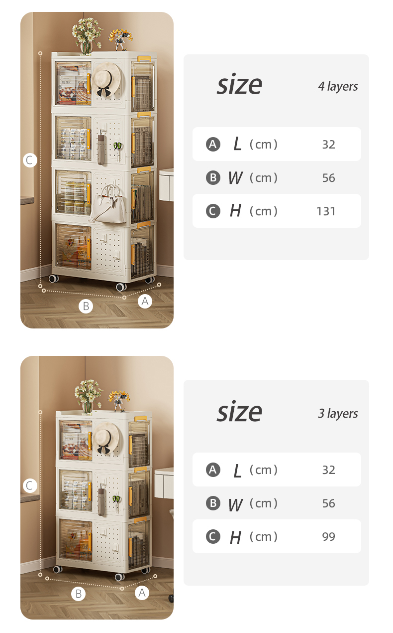 Home Organizer Bookshelf Partition Storage 3-layers Storage Cabinet ...