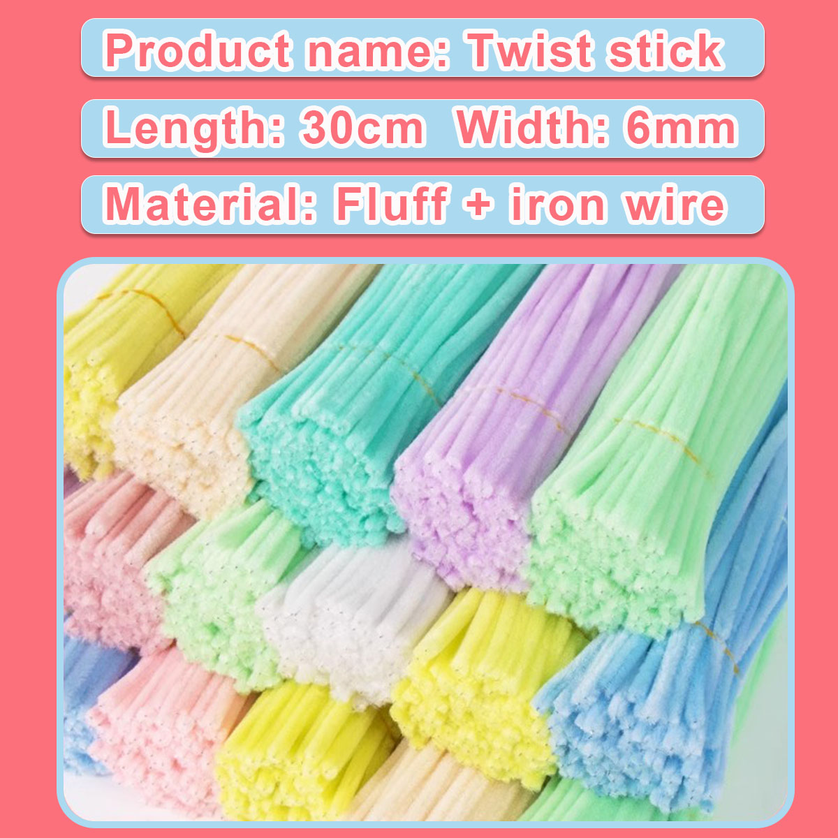 Twisted Stick 100Pcs Fuzzy Wire Chenille Stems Handicraft Material ...