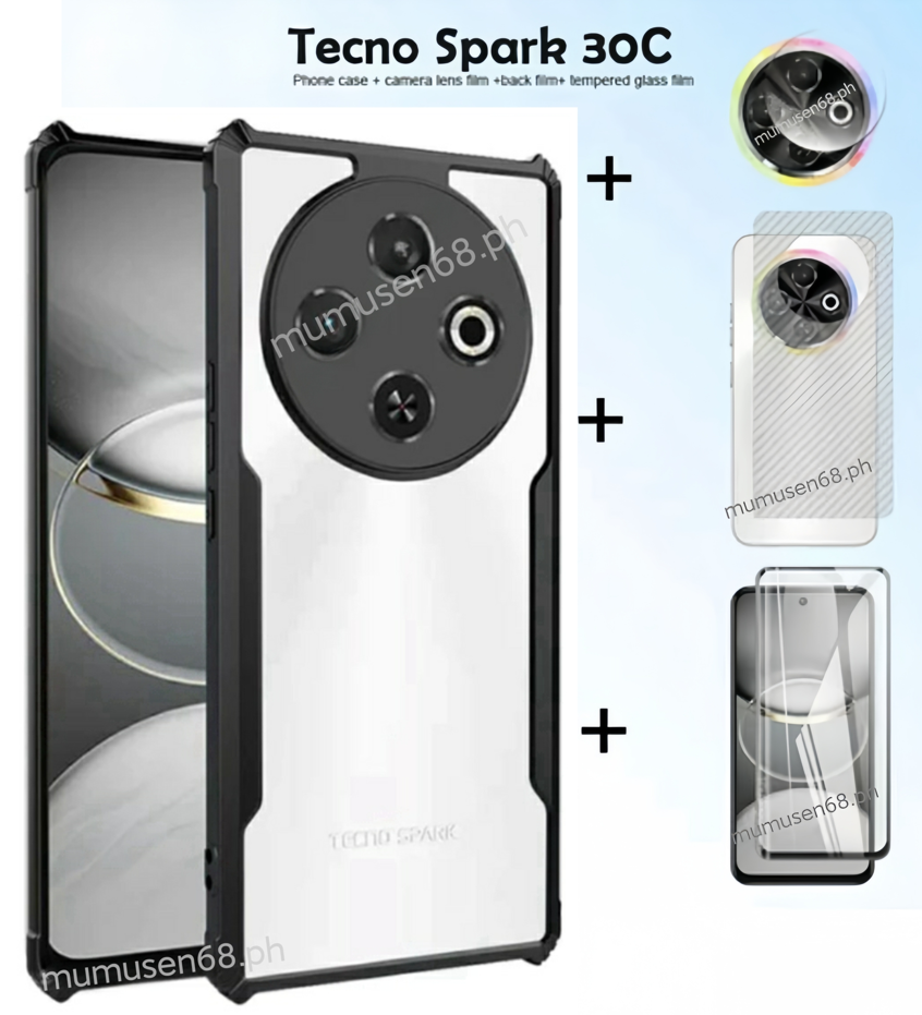 4in1 For Tecno Spark 30C 4G/5G Spark 30pro shockproof phone case + screen protector + camera ...