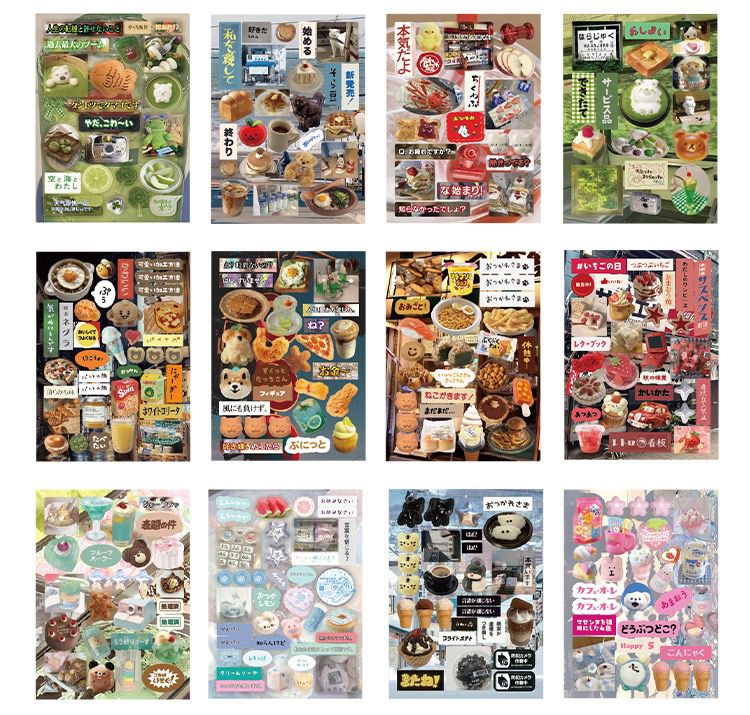 OHAYA | Japanese Style Ancient Food Sticker Book Mass Sales Pack ...