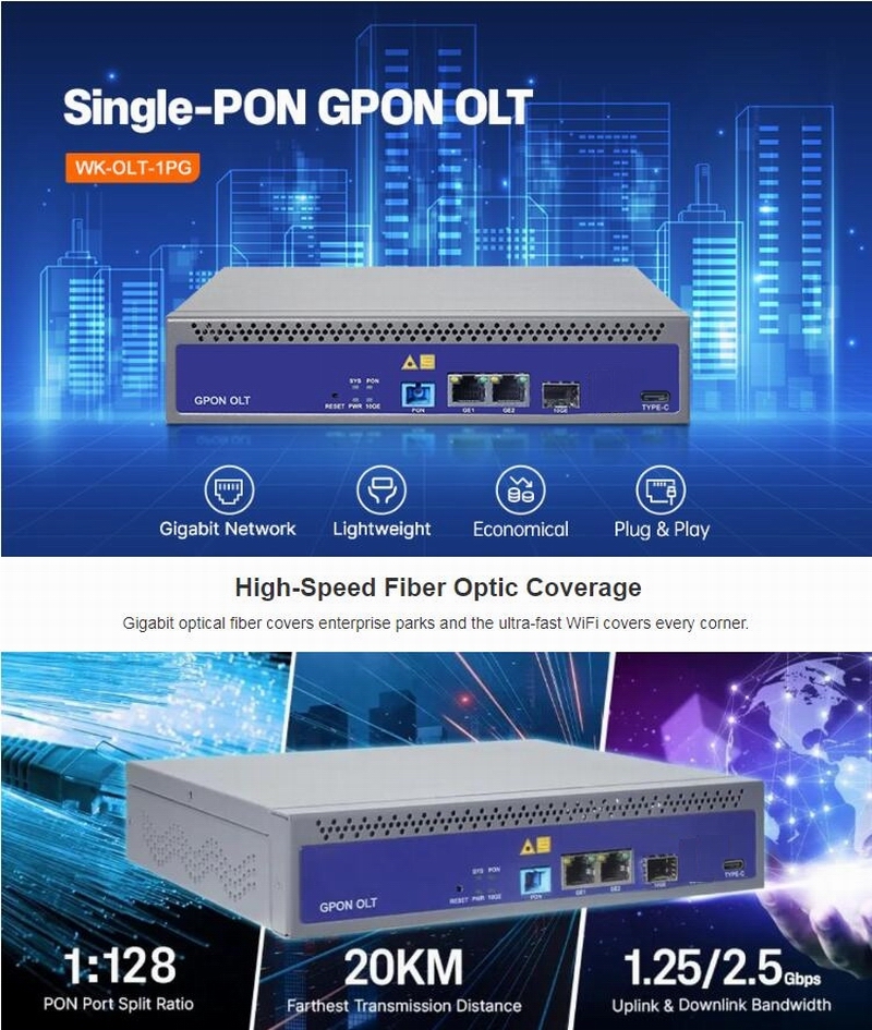 GPON OLT 1:128 Compatibile XPON ONU SNMP 1PORT FTTH Mini Telnet CLI WEB manage function Single ...