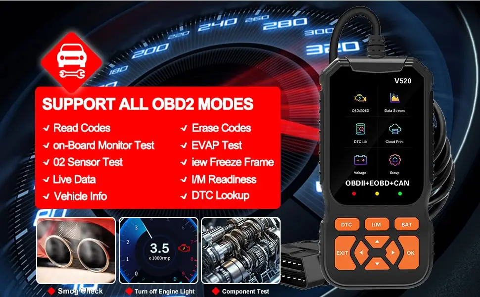 V520 Professional OBD2/EOBD Check Engine Fault Codes with Cloud ...