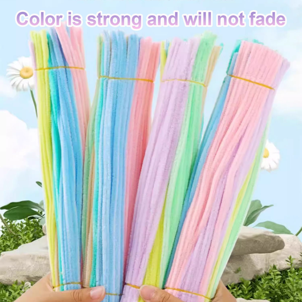 100pcs Fuzzy Wire / Chenille Twist Wire for DIY Flower Bouquet Color ...