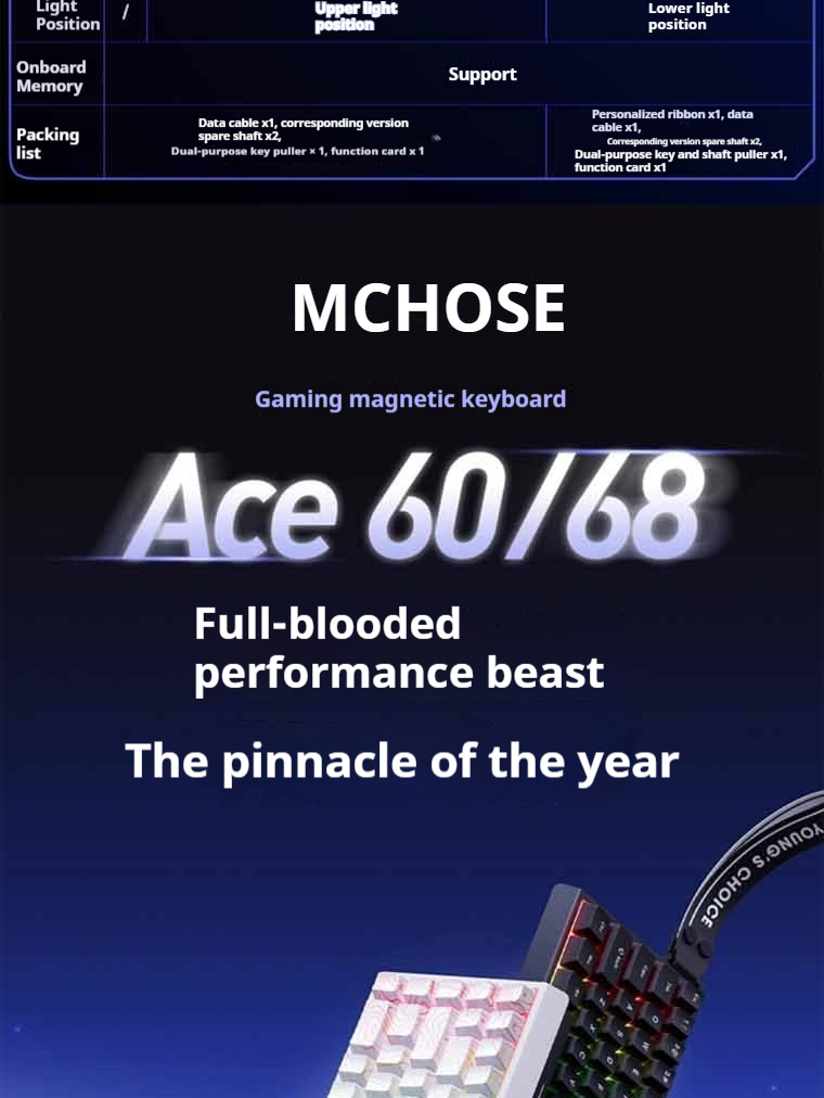 MCHOSE Ace68 MG68 wired magnetic axis keyboard, customized Hall sensor ...