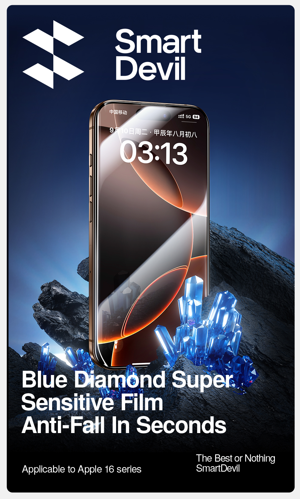 SmartDevil HD Fine Edge Crystal Tempered Glass For iPhone16ProMax/16 Pro/16 Plus/16/15/14/13 HD ...