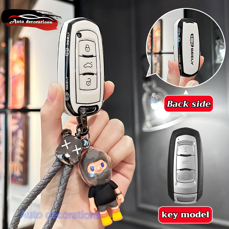 White shell black edge Geely smart key covers For Geely atlas ex7 gx3 ...