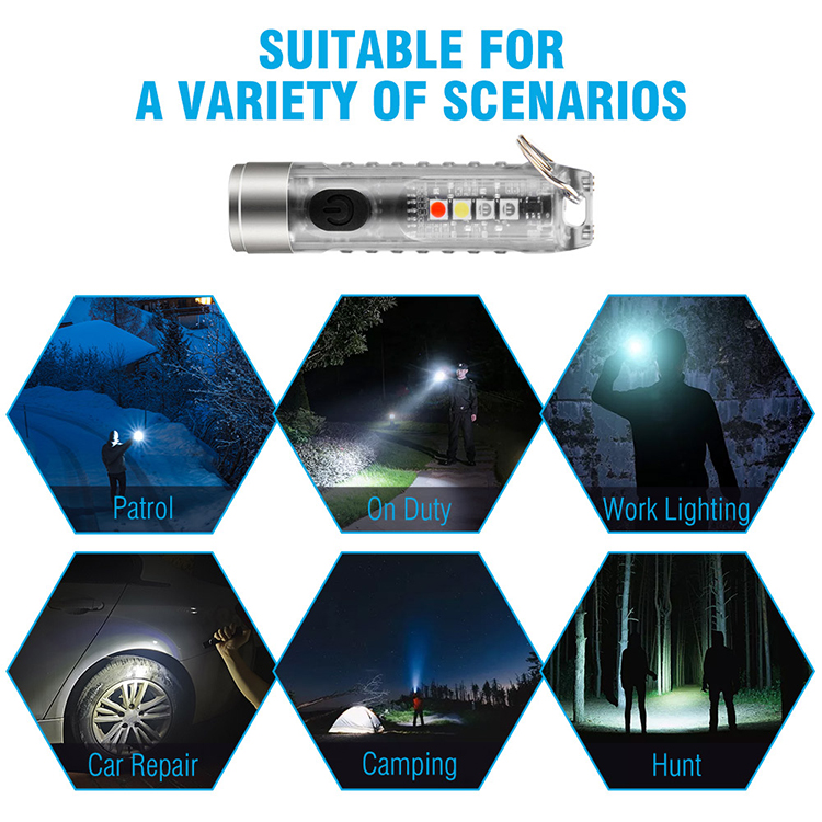 Boruit S11 Multi-function Flashlight with UV Light Type-C Rechargeable ...