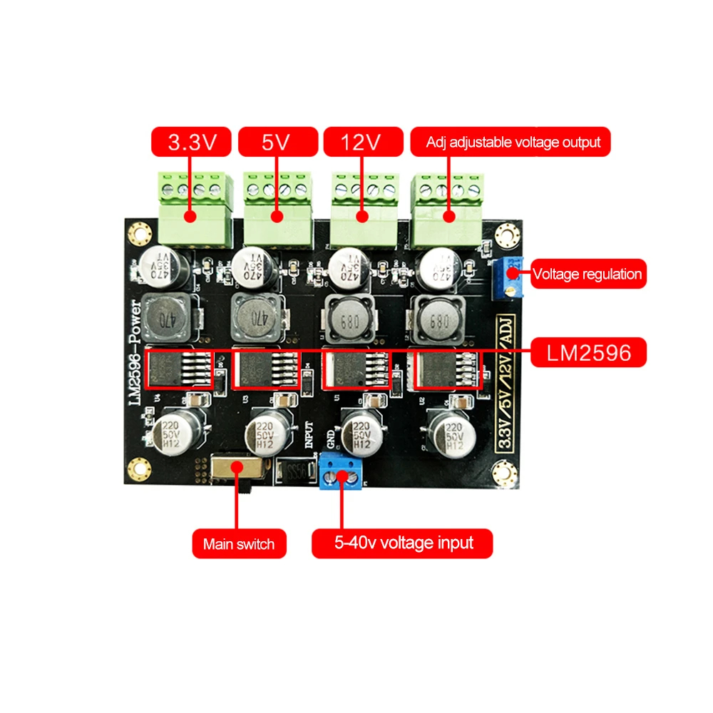 LM2596 Multi Channel Switching Power Supply 3.3V/5V/12V/ADJ Adjustable ...