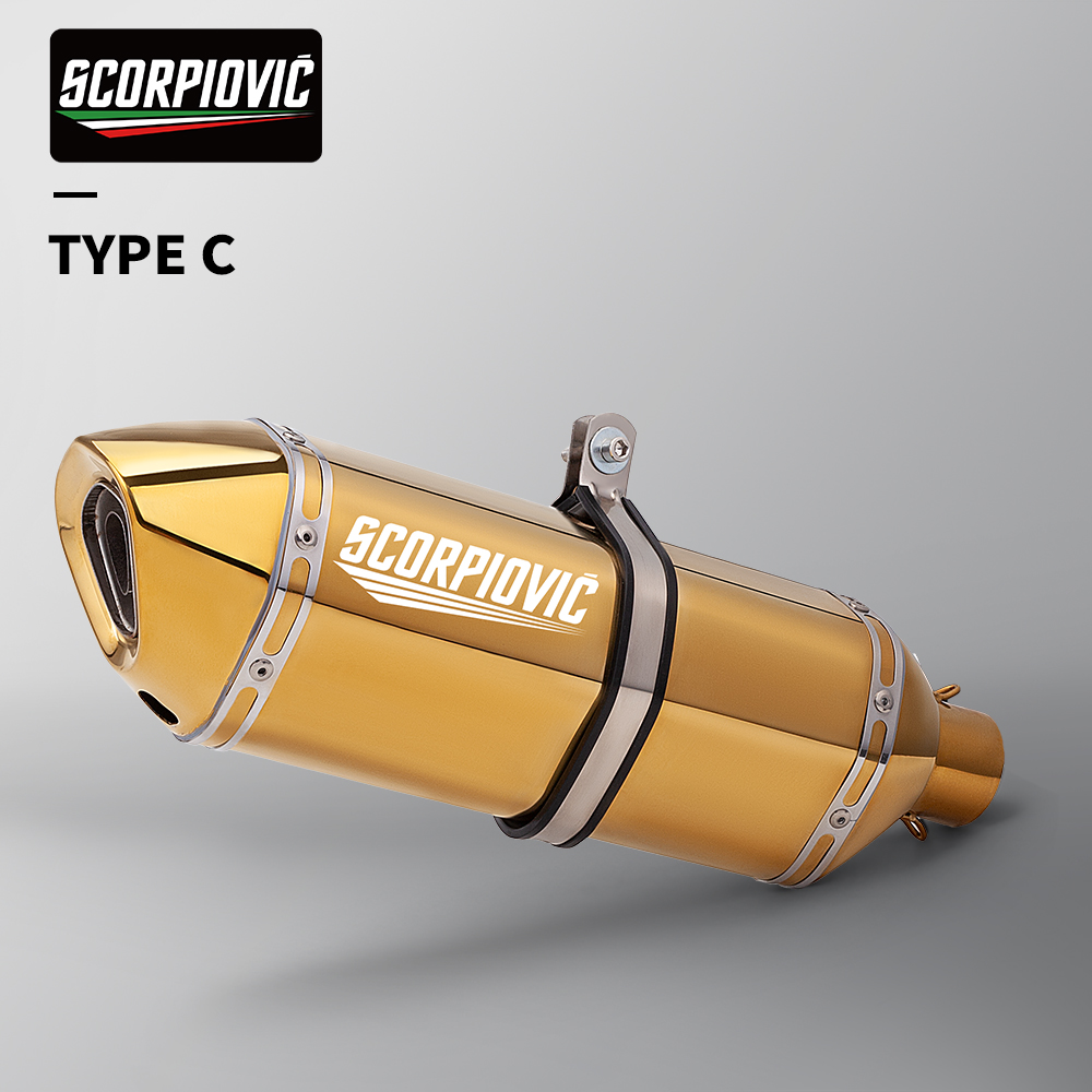 51mm Motorcycle Exhaust gold Muffler Pipe LeoVince Escape Moto With DB ...