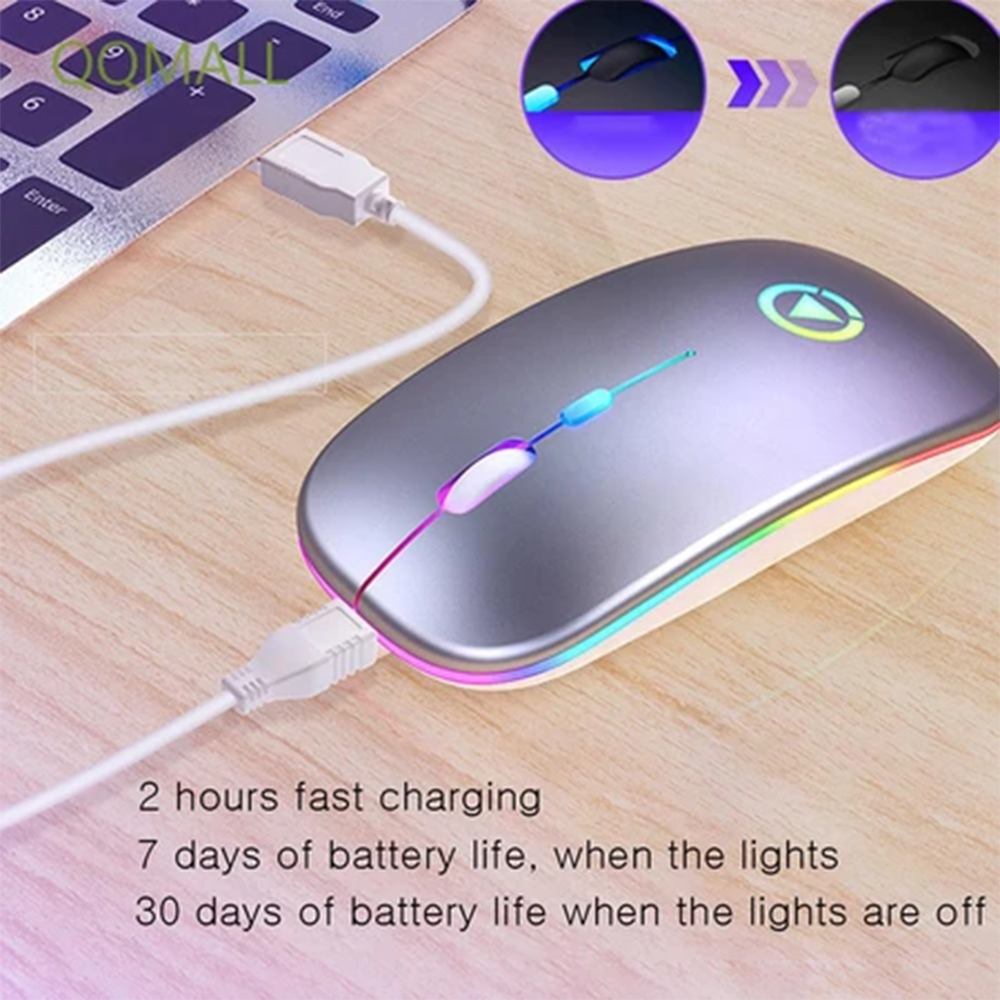 Wireless Mouse Rechargeable Optical Gaming with LED Backlight Quiet ...
