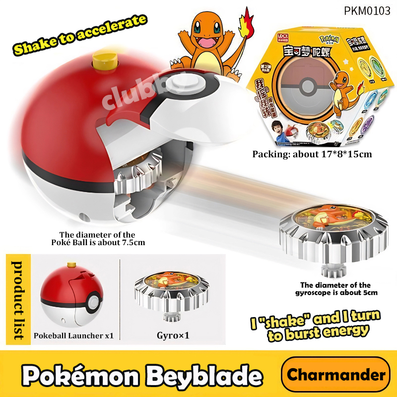 Pokemon beyblade Shake-to-launch spinner pikachu gengar Charmander ...