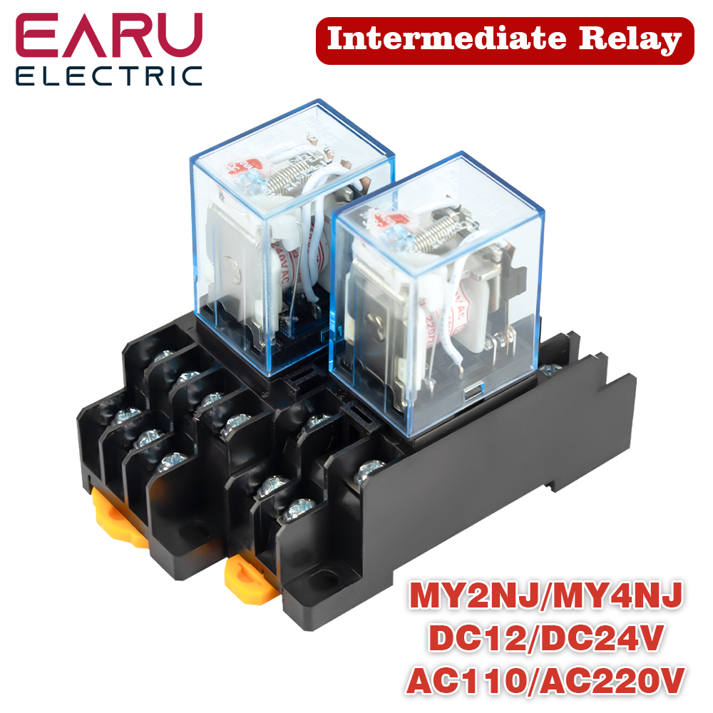 MY2NJ DIN Rail Small Electromagnetic Relay Coil Power Relay DC12V DC24V AC24V AC110V AC220V With ...