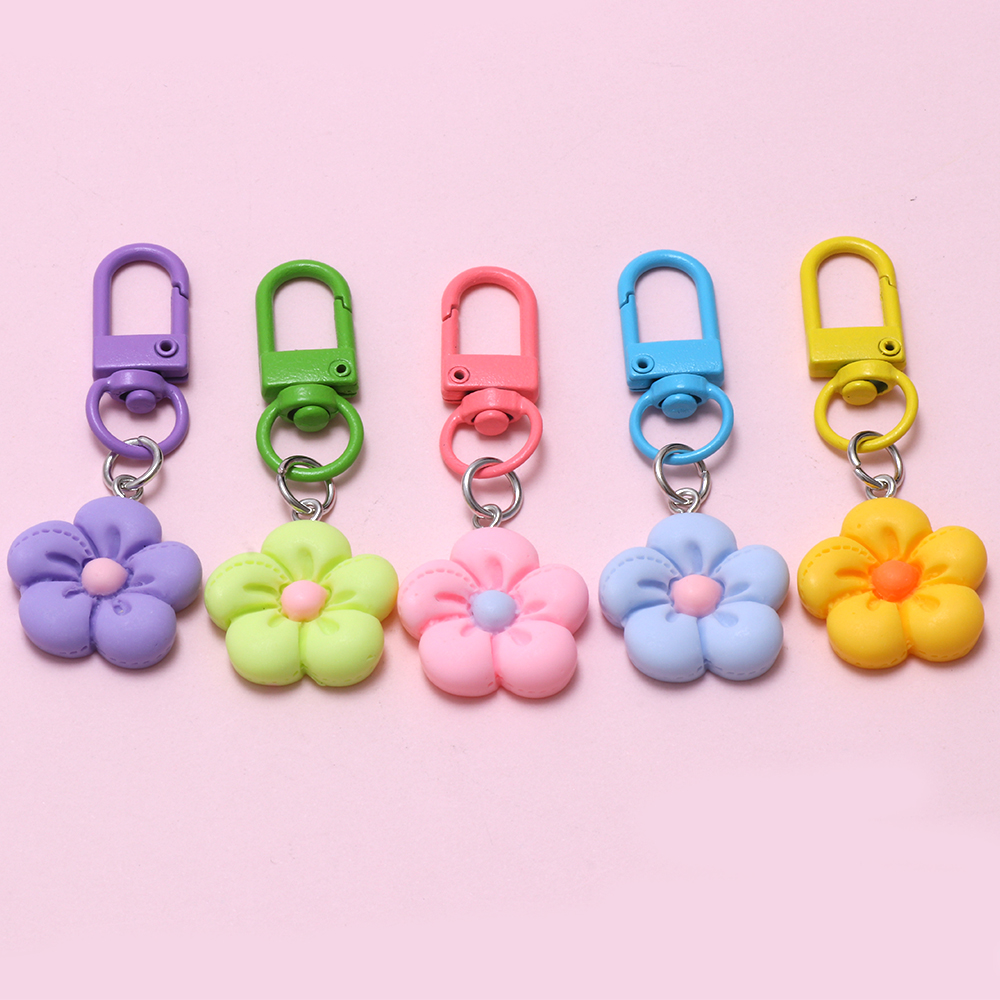 1pcs colorful flower Keychain Split Rings Keyfob Charm For student ...