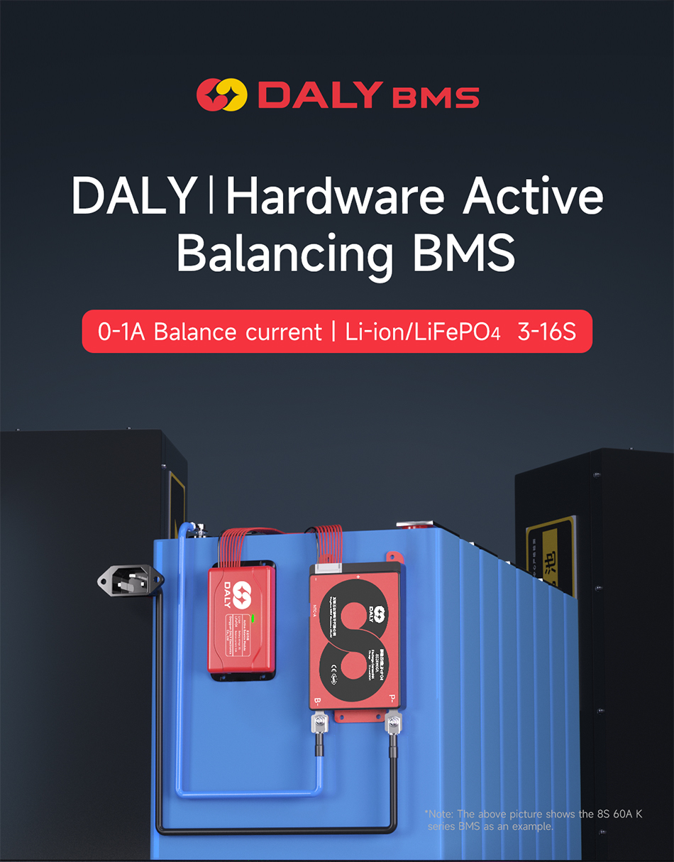 DALY Haedware BMS +Hardware active balancer lifepo4 BMS 12v 24v 36v 48v 40a 60a 100a 150A 200A ...