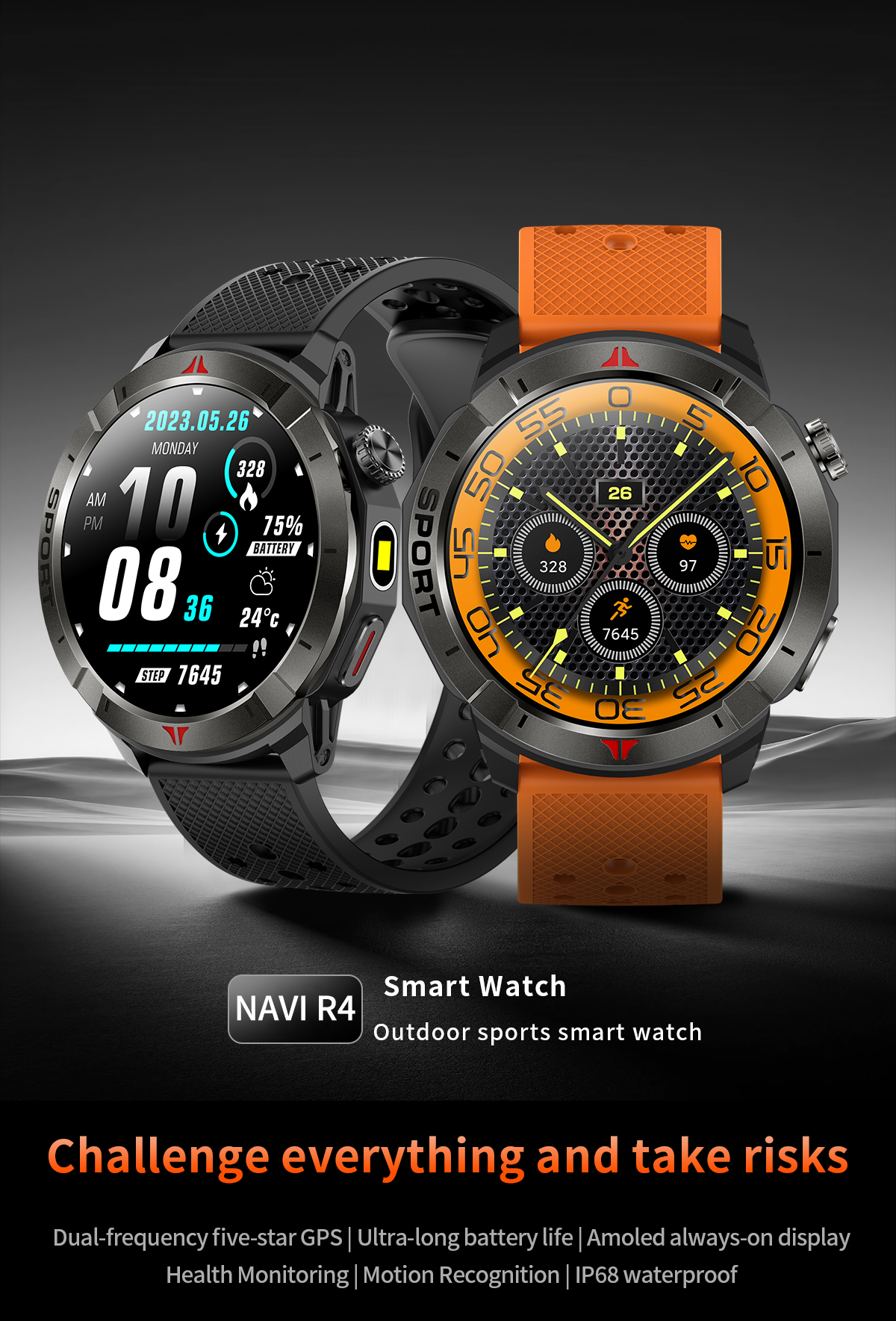 Aolon NAVI R4 Smart Watch GPS Dual-frequency 6 Satellites Compass ...