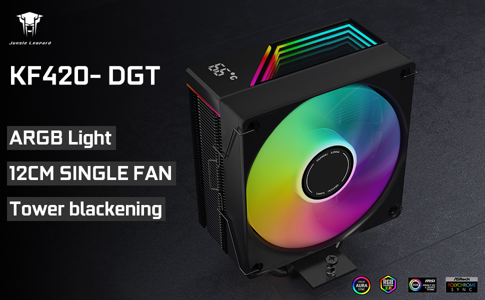 Jungle Leopard KF420 Digital ARGB CPU Cooler Black / White 4 Heat Pipes ...