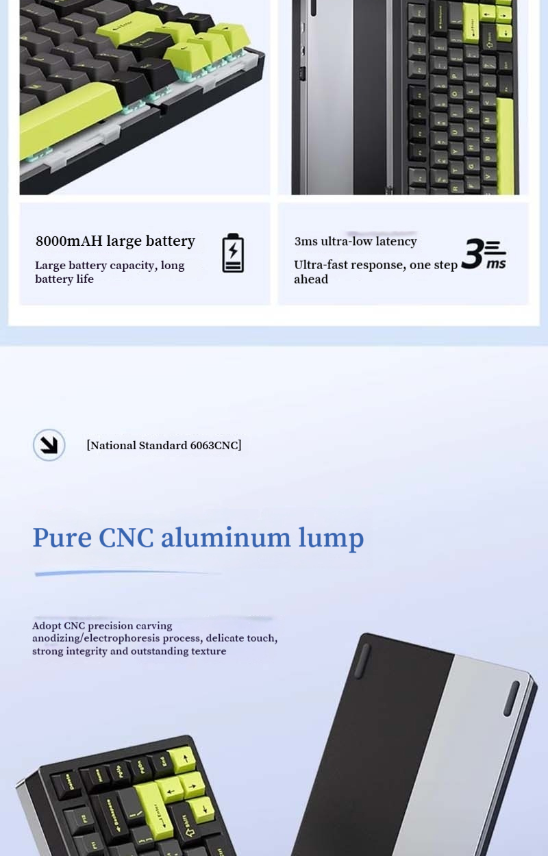 AULA m75 Mechanical keyboard Aluminum Turk Turk custom three mode ...