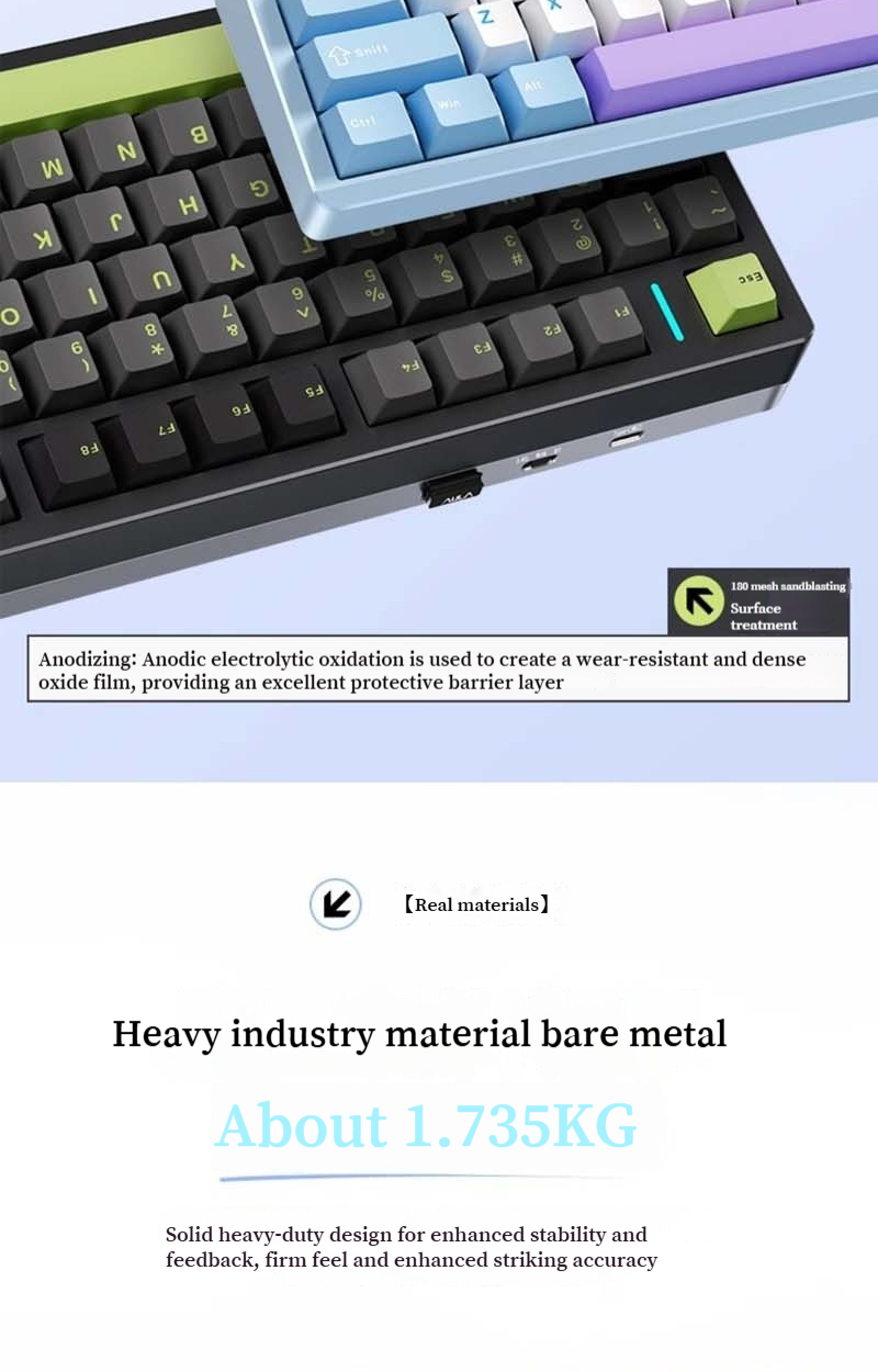 AULA m75 Mechanical keyboard Aluminum Turk Turk custom three mode ...