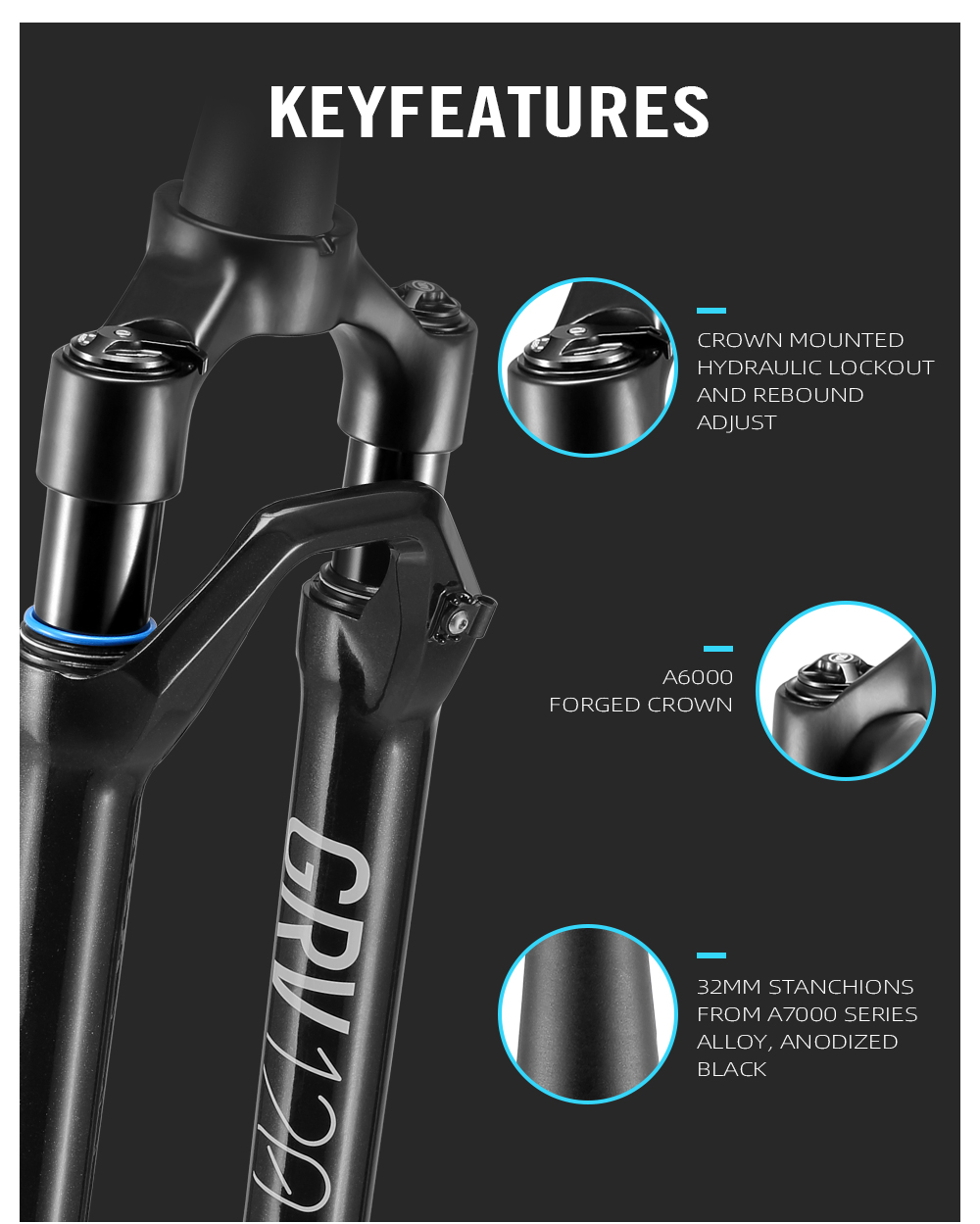 Lexon 700C Suspension Gravel Fork 40mm Travel E-Bike Ready Road ...
