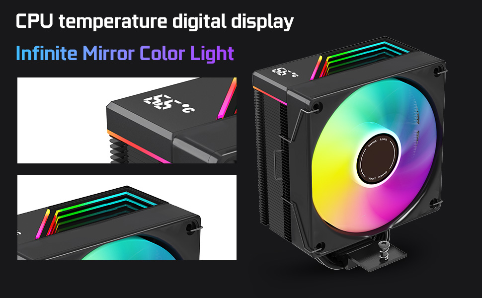 Jungle Leopard KF420 Digital ARGB CPU Cooler Black / White 4 Heat Pipes ...