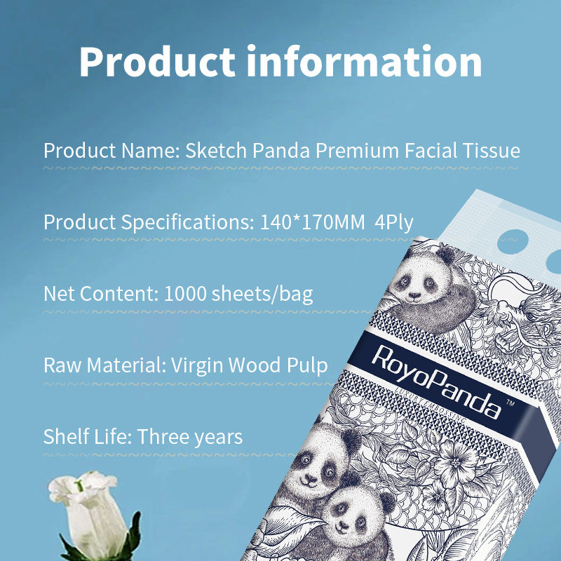 【5 Packs】Royo Panda Tissue Hanging Tissue 4 Ply 140×170mm Soft ...