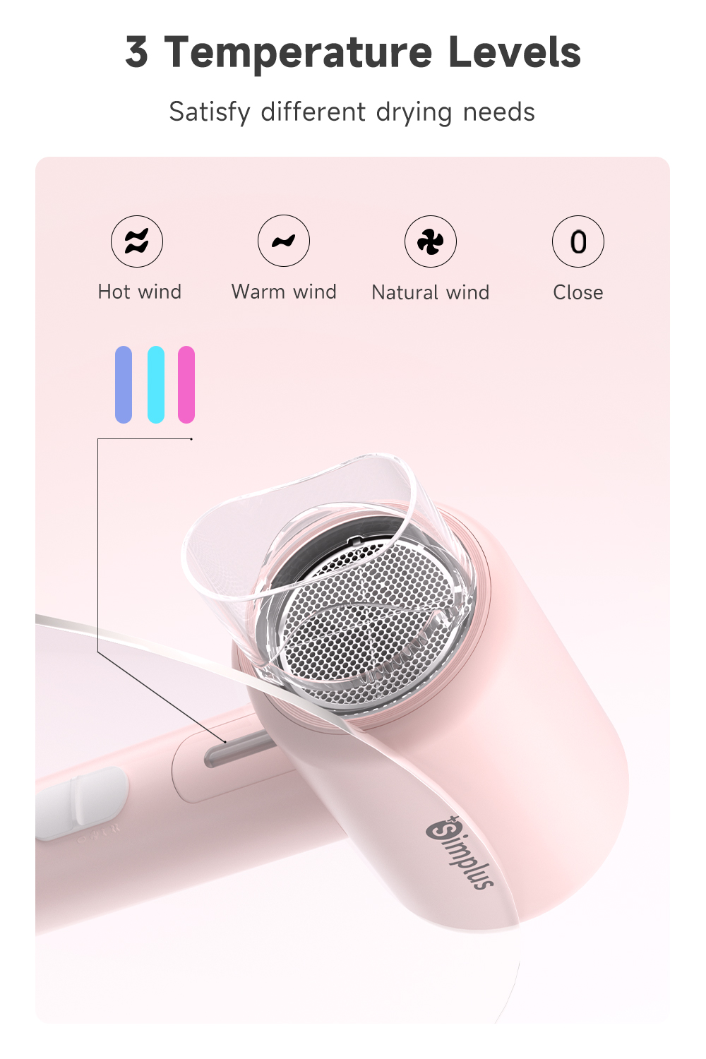 Simplus Hair Dryer Hair Blower Ionic Hair Care Foldable Design 3 ...