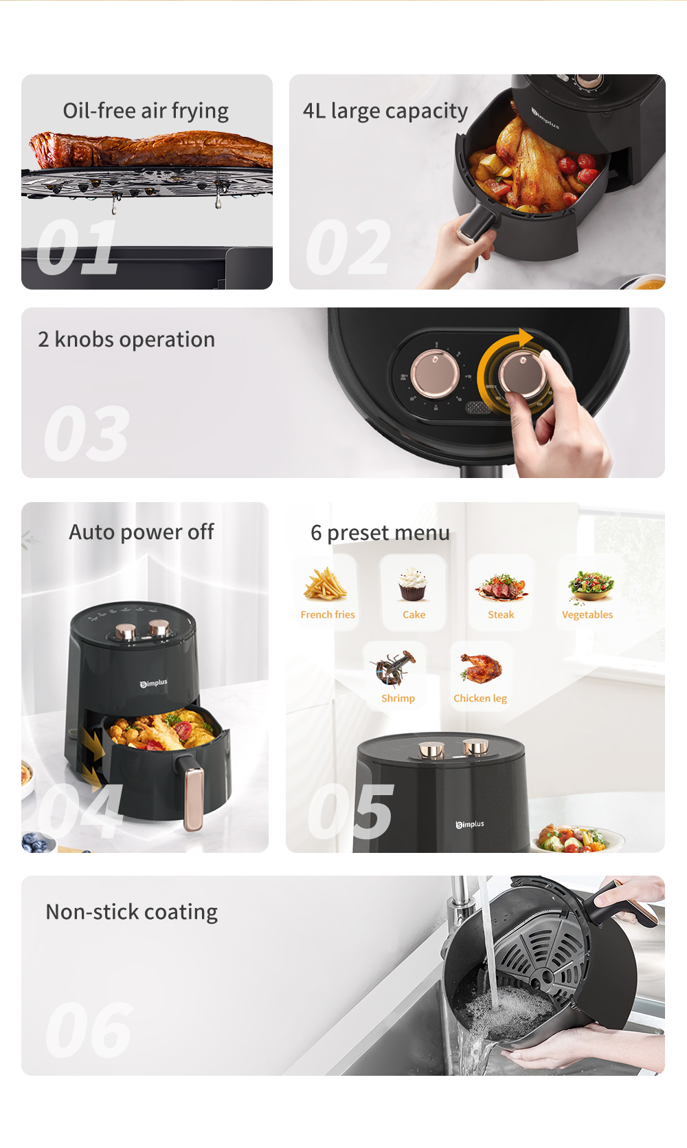Simplus Air Fryer Multi-functional Household Oil-free Healthy Cooking ...