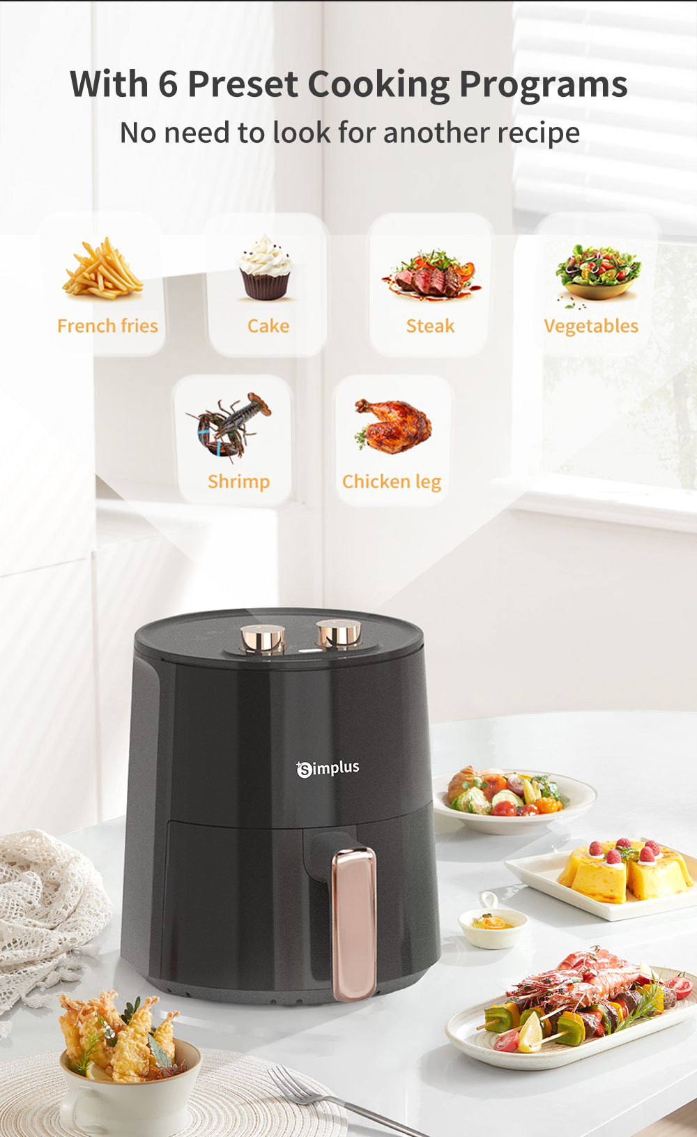 Simplus Air Fryer Multi-functional Household Oil-free Healthy Cooking ...