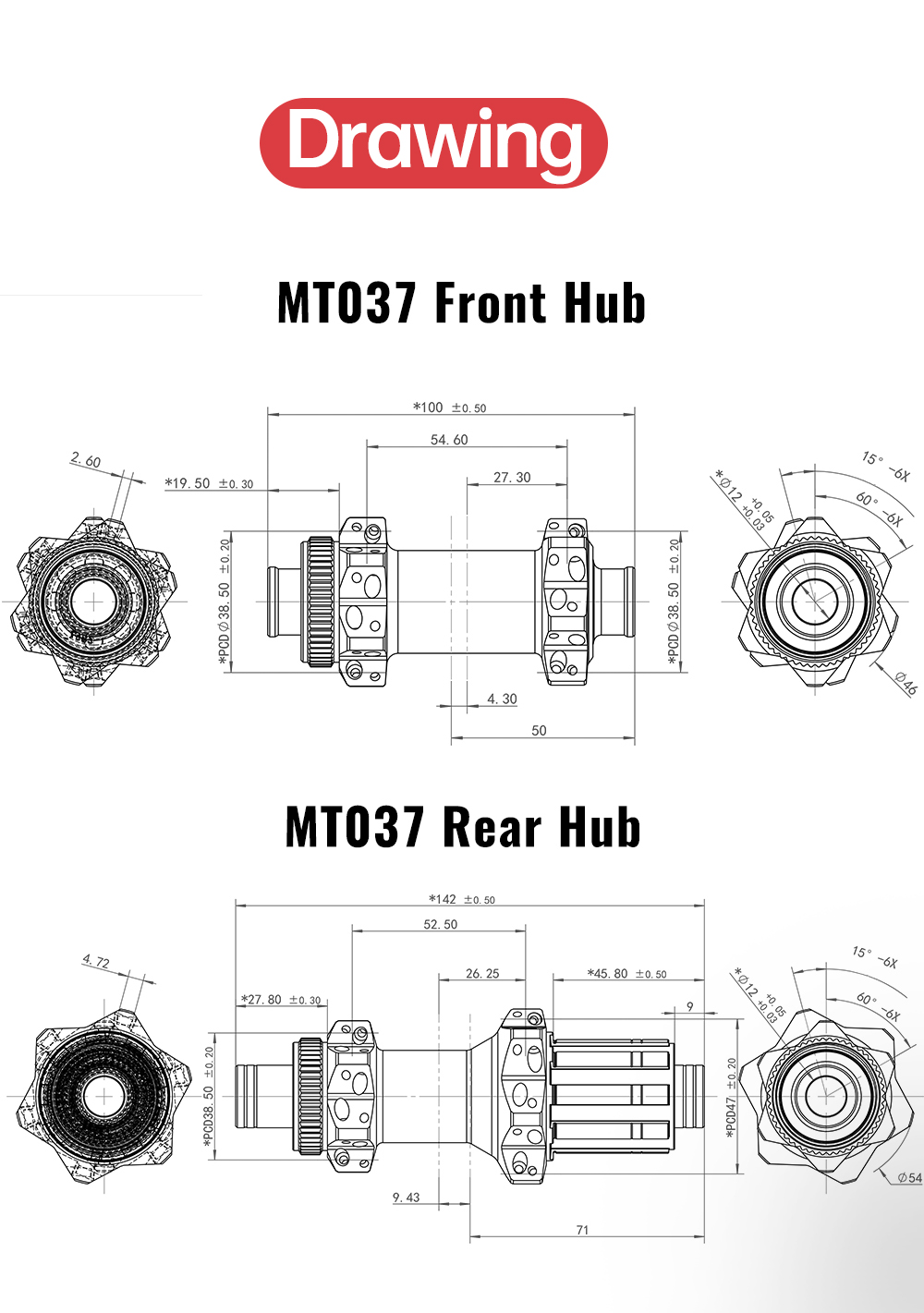 ARC MT037F/R 24 Holes 100/142mm 36/54T Ratchet Bicycle Hubs Shimano8 ...