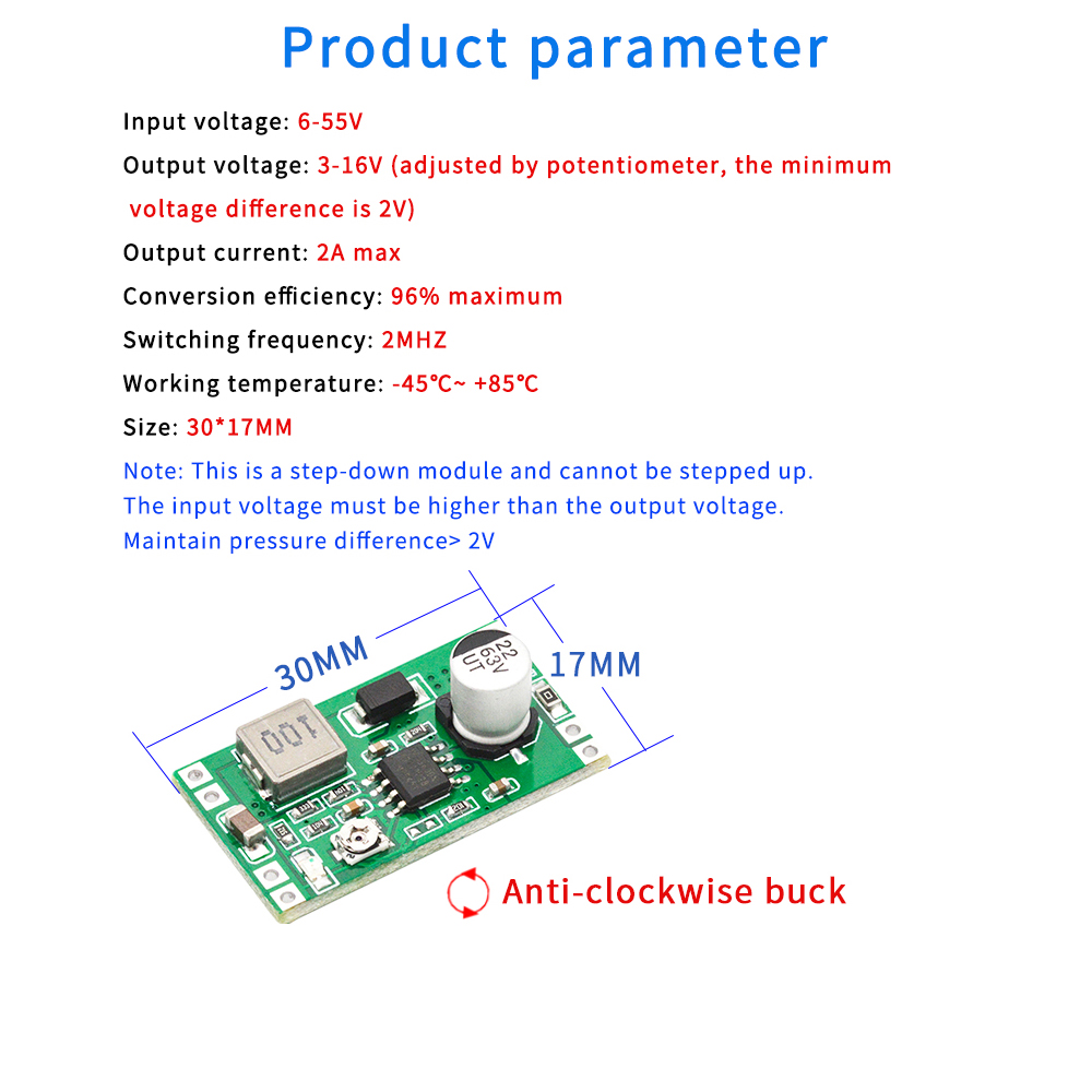 2A DC-DC MP4560 Step-down Stabilized Voltage Supply Module Output 8～55V to 12V 9V 5V 3V | Shopee ...