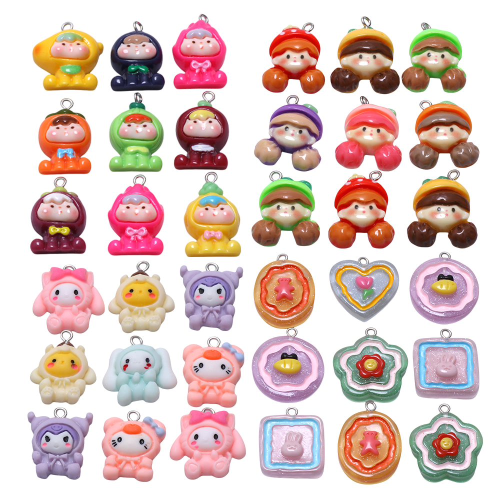 10Pcs cute girls Pendants Resin Cartoon Charms round for DIY Jewelry ...