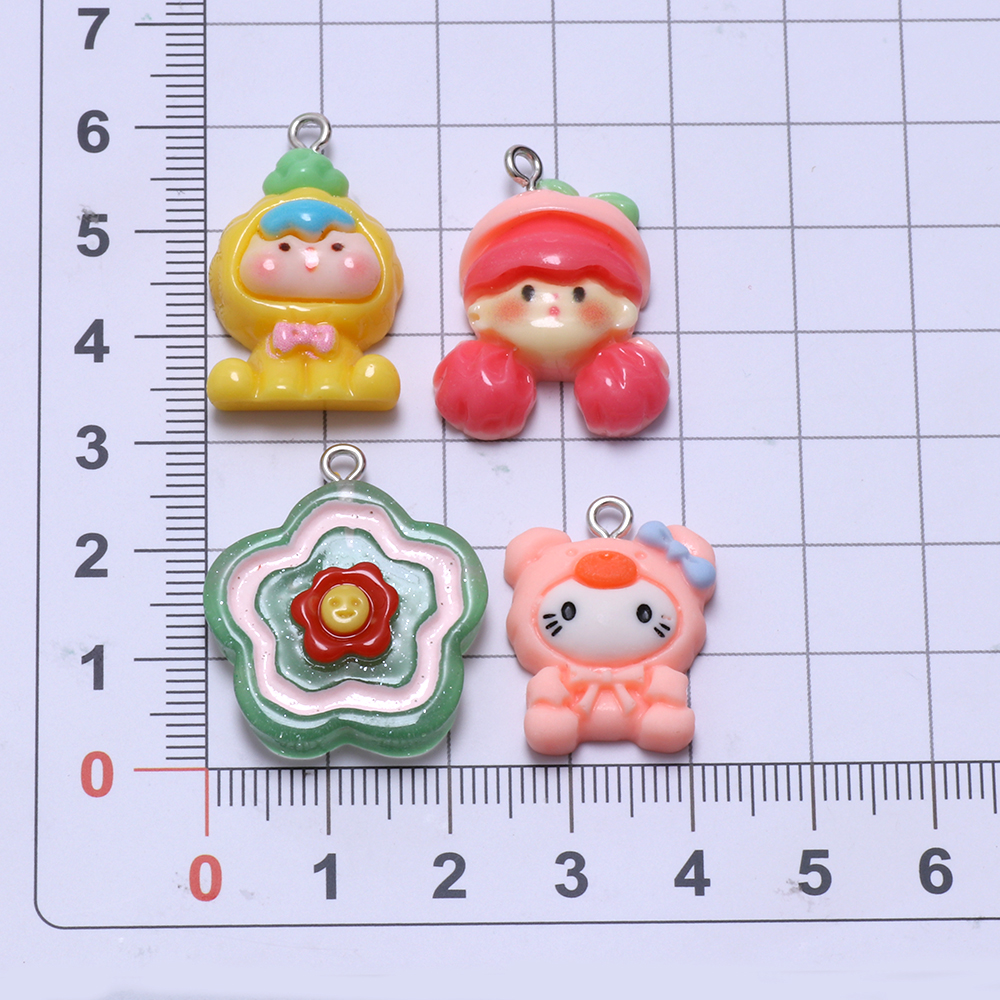 10Pcs cute girls Pendants Resin Cartoon Charms round for DIY Jewelry ...