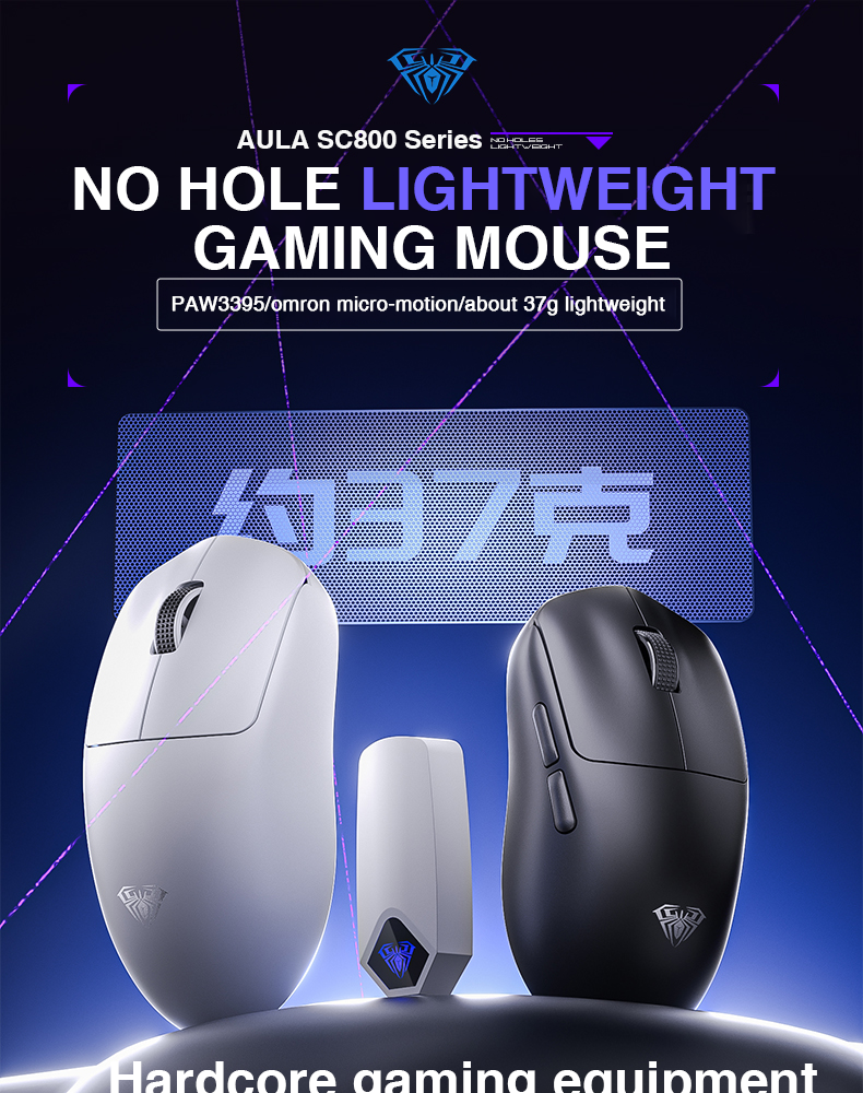 AULA SC800 Gaming Mouse Dual-mode Connect USB-C/2.4G Lightweight 37g ...