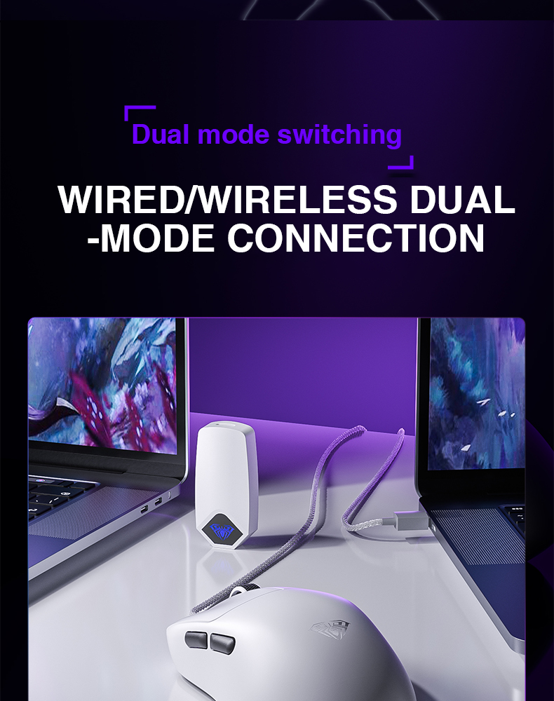 AULA SC800 Gaming Mouse Dual-mode Connect USB-C/2.4G Lightweight 37g ...