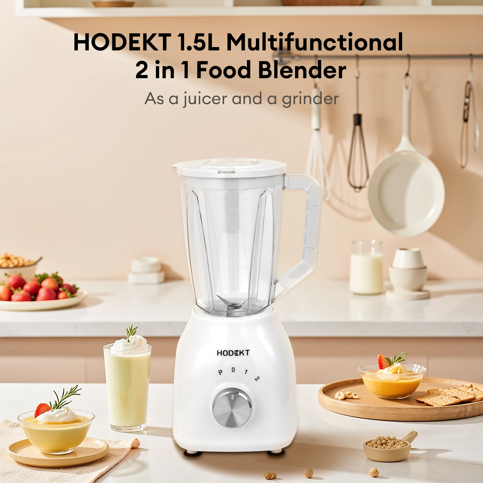 HODEKT Blender 2 In 1 Food Processor Multi Juicer Meat Grinder Chopper ...