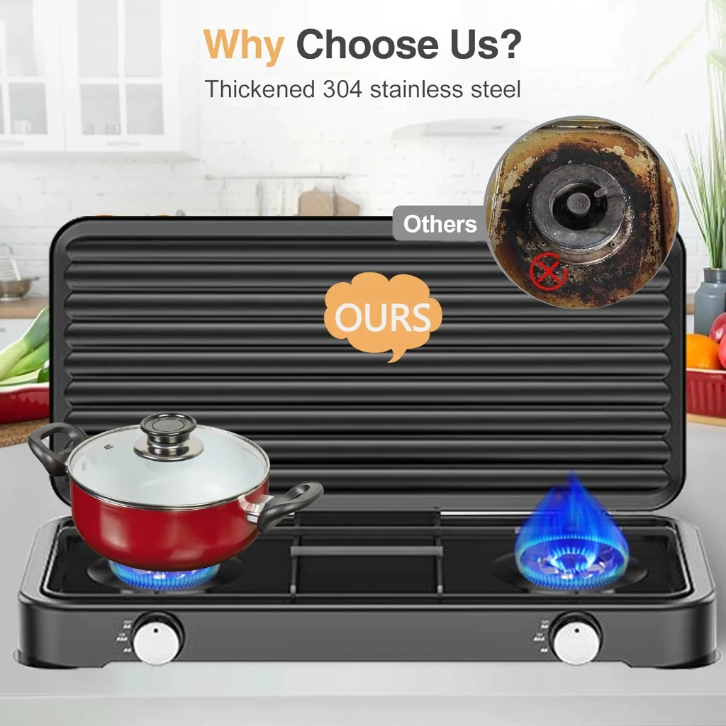 【Free Gift】Gas Stove Double Burner Gas Stove LPG Kitchen Appliance ...