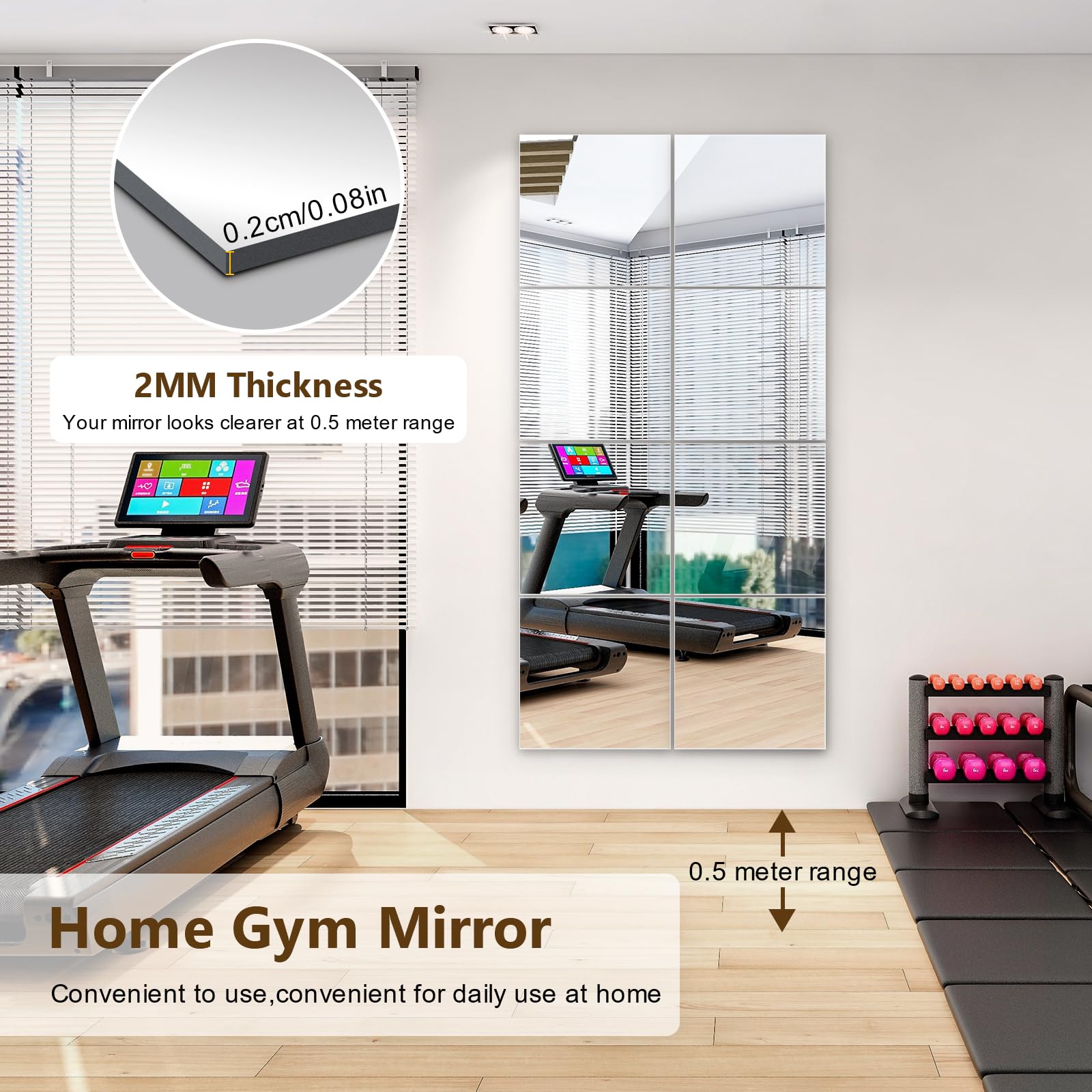 16pcs Square Wall Mirror Bedroom Living Room Mirror Sticker Self ...