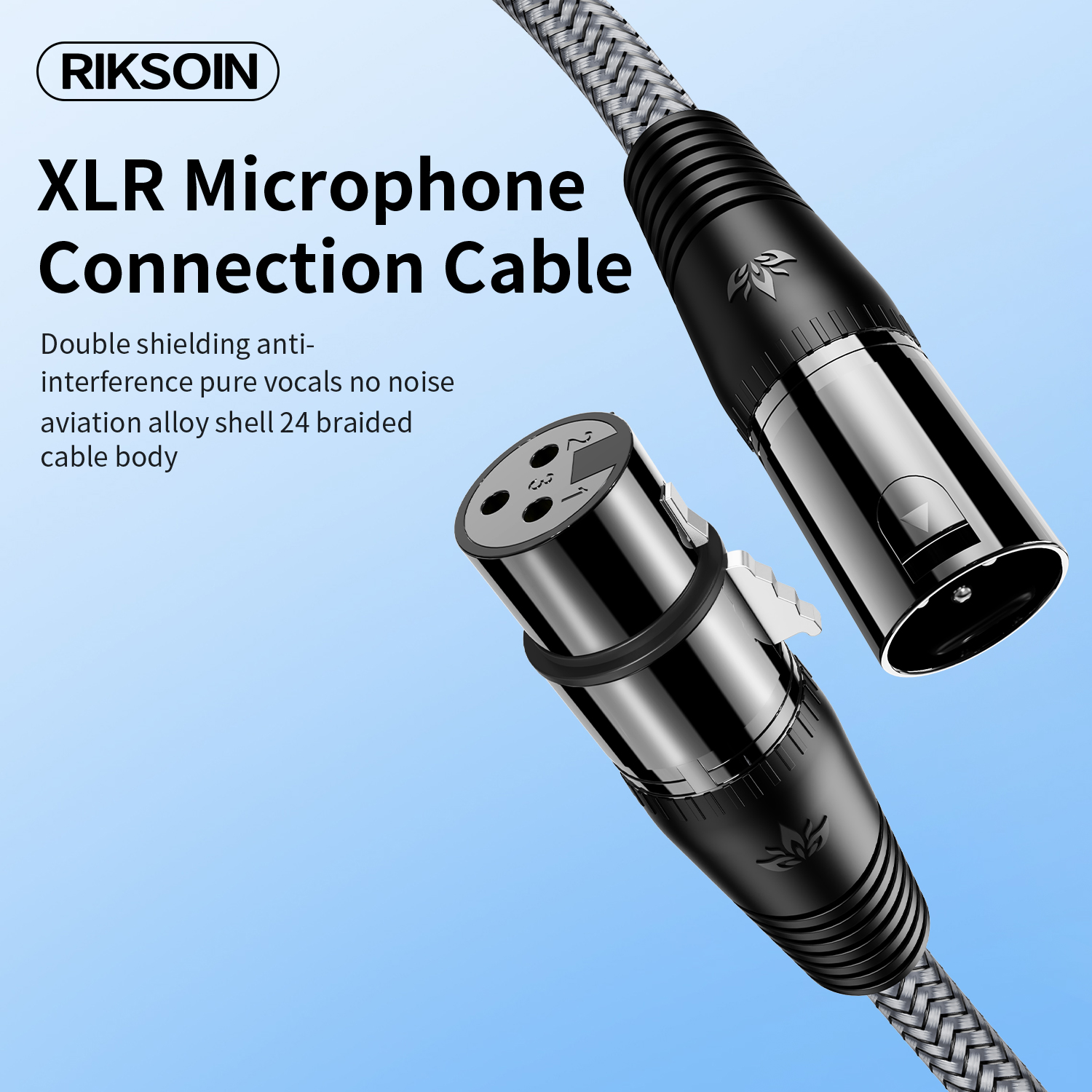 RIKSOIN XLR Microphone Cable Male to Female 3 Pin Nylon Braided for ...