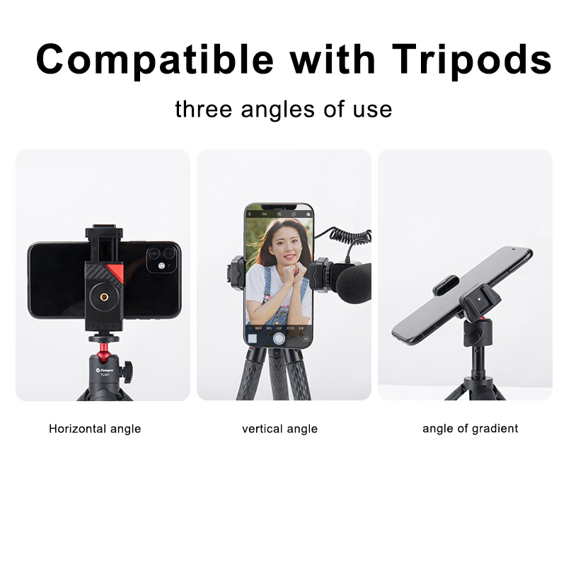 Lightdow Tripod Phone Holder with Safe Automatic Phone Clamp, Camera Cold Shoe and Phone Stand ...